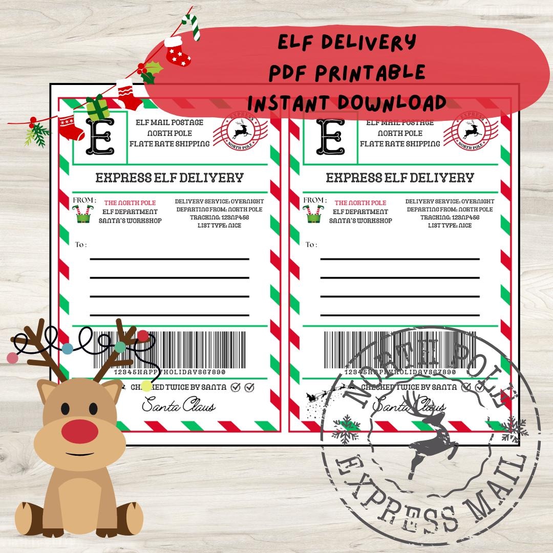 Printable Elf Shipping Label, North Pole Delivery (PDF) - Etsy