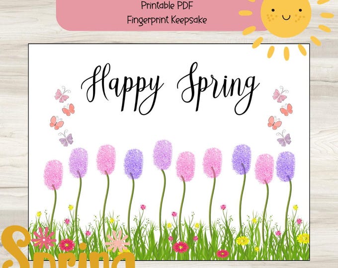 Spring Printable, Fingerprint Craft, Preschool Daycare Elementary Craft ...