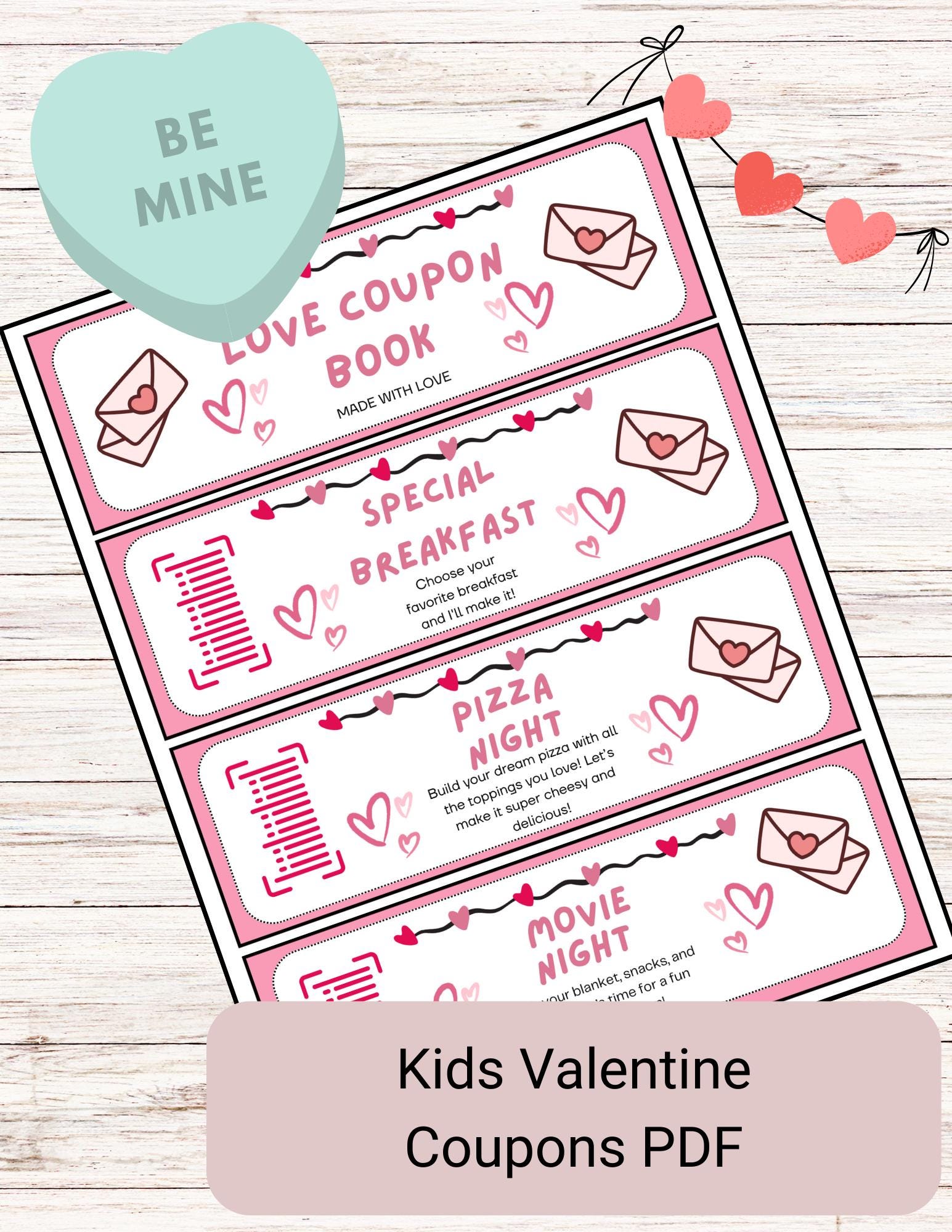 Kids Valentine's Day Love Coupon Book, Printable Gift (PDF Download) - Etsy
