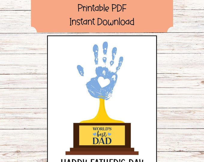Father's Day Handprint Art | Best Dad Trophy | Gift for Daddy From Kids ...