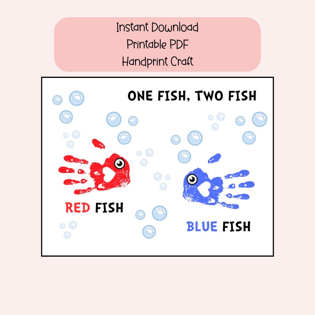 Red Fish Blue Fish Handprint Craft, Read Across America, Dr. Seuss ...