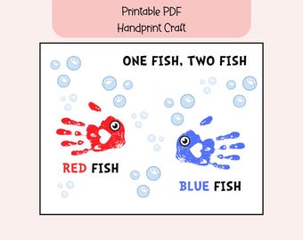 Red Fish Blue Fish Handprint Craft, Dr. Seuss, Read Across America ...