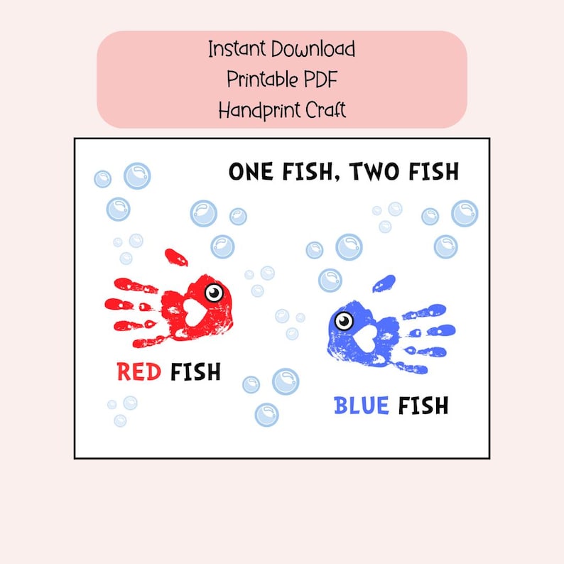 Red Fish Blue Fish Handprint Craft, Read Across America, Dr. Seuss ...