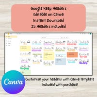 22 Google Keep Headers | Editable Canva Template | Minimalist Pastel ...