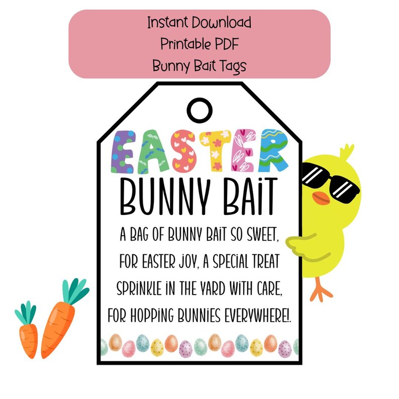 Bunny Bait Tags, Easter Printable, Instant Download, Easter Tags ...