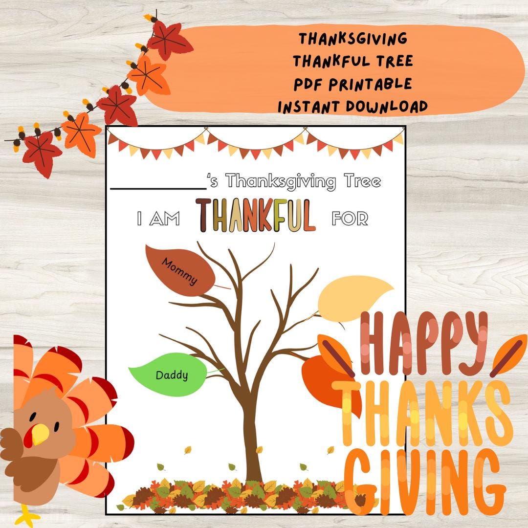 Thanksgiving Thankful Tree Activity, Kids Gratitude Game (PDF Pattern ...