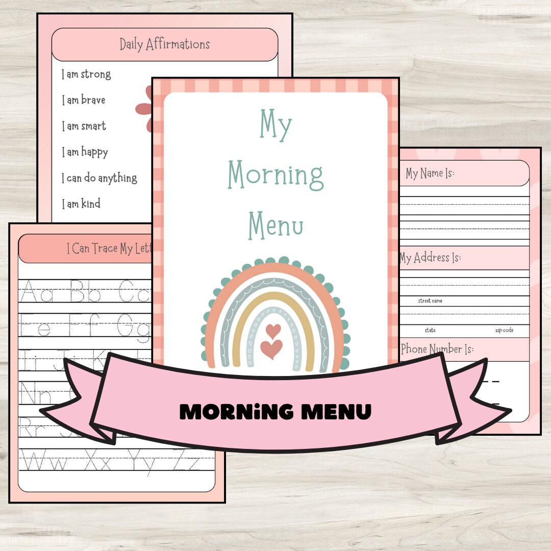 Morning Menu Printable, Homeschool Worksheets, Homeschool Menu ...