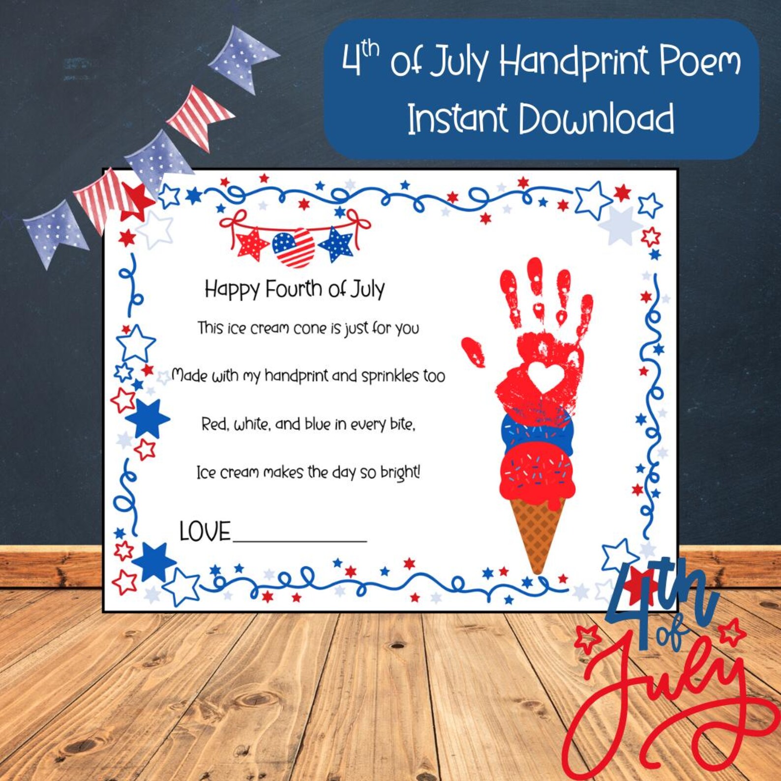 4th of July Handprint Art From Child, Handprint Craft, Handprint ...