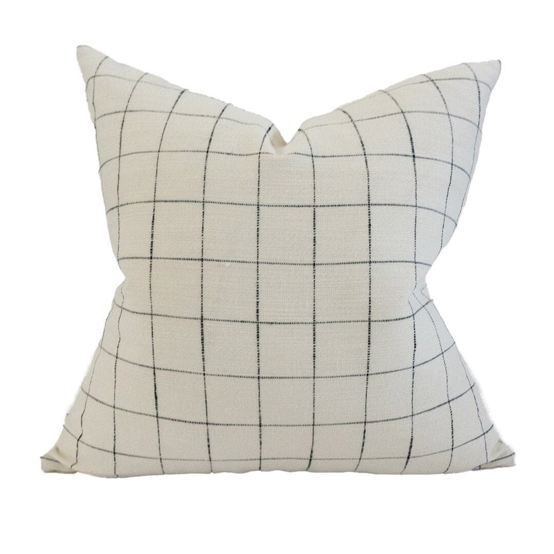 Black Windowpane Pillow - Lumbar, 20x20 Inches and 22x22 Inches ...
