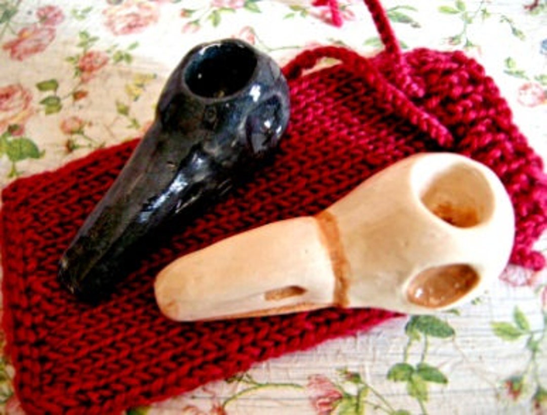 Ceramic Pipe Raven Crow With Knitted Bag. Gothic Smoking Pipe Tobacco ...