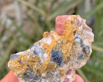 Natural Rare Pink Colour Fluorescent Topaz Crystal on Matrix Specimen ...
