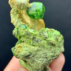 Natural Rare Green Demantoid Garnet Crystal Specimen on Matrix ...