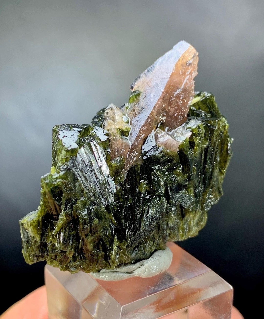 Natural Brown Colour Axinite Crystal With Epidote Combined Specimen ...