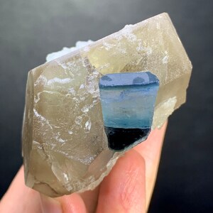 Natural Blue Cap Tourmaline Crystal With Quartz Combined Specimen From ...