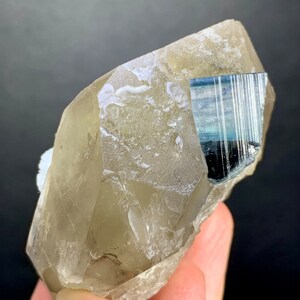 Natural Blue Cap Tourmaline Crystal With Quartz Combined Specimen From ...