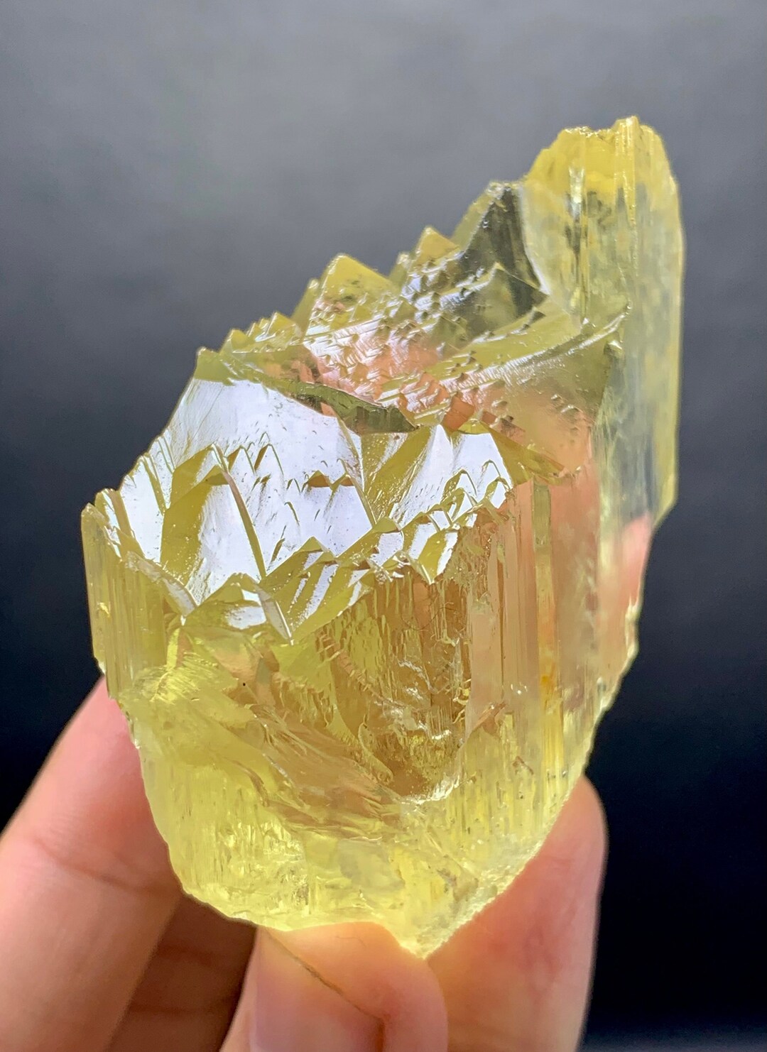 Natural Yellow Colour Transparent Rare Mountain Shape Fluorescent ...