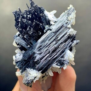 Natural Lovely Quartz Crystals Bunch With Black Tourmaline Combined ...