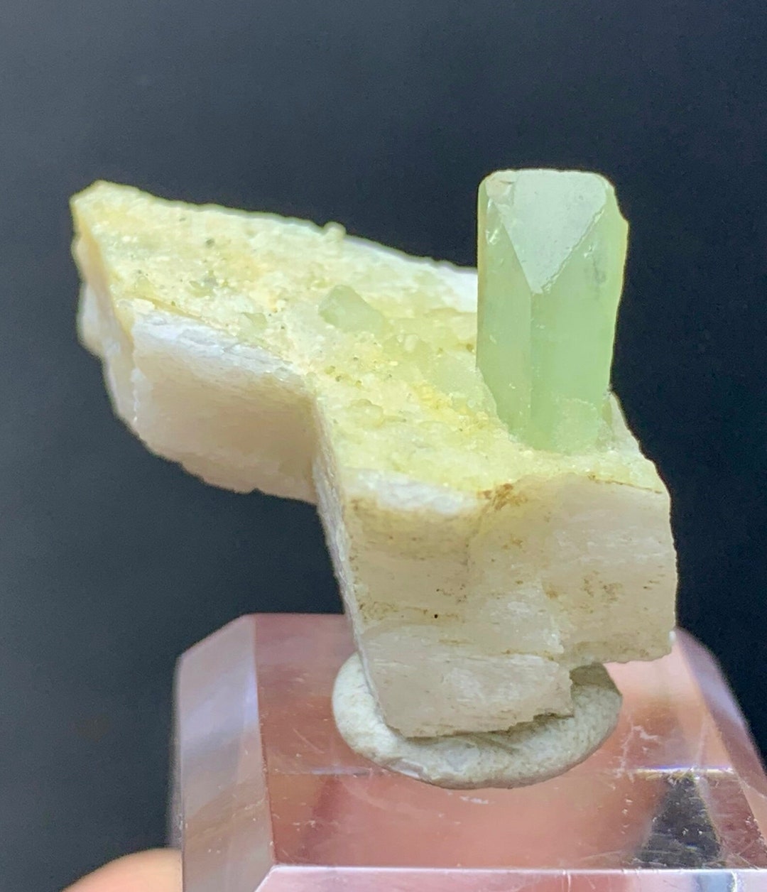 Natural Rare Green Herderite Crystal With Feldspar Specimen From Skardu ...