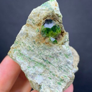 Natural Rare Green Demantoid Garnet Crystal Specimen on Matrix ...