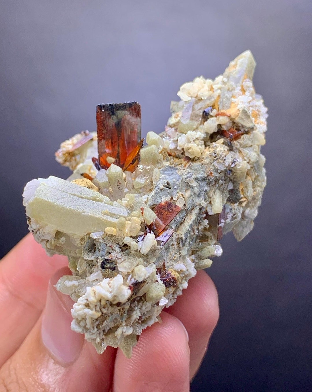 Natural Red Brookite Crystal With Quartz Combined Specimen From ...