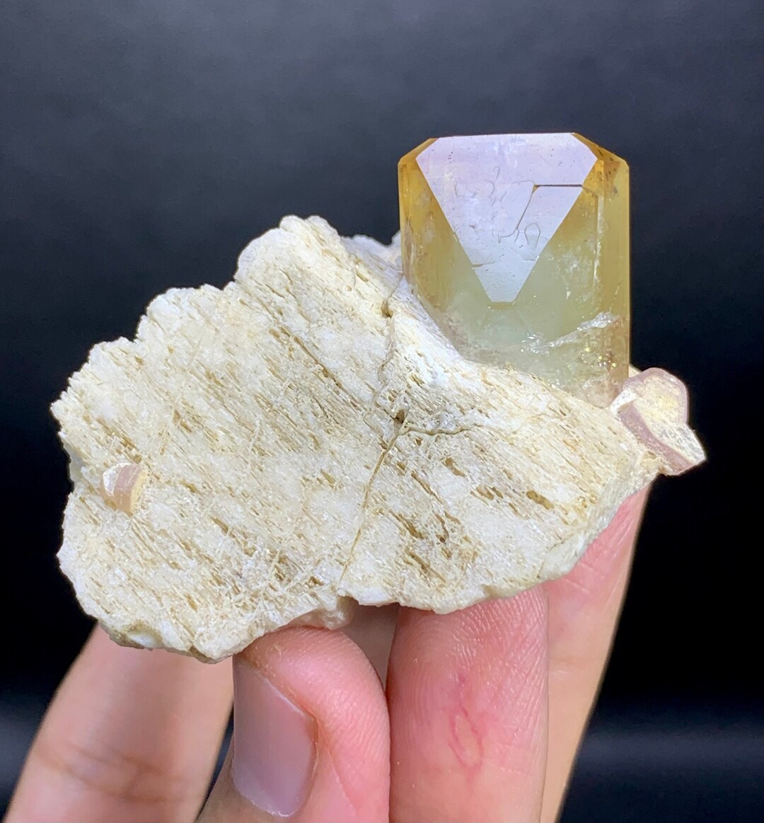 Rich Golden Colour Topaz With on Matrix Specimen, Topaz Crystal, Golden ...