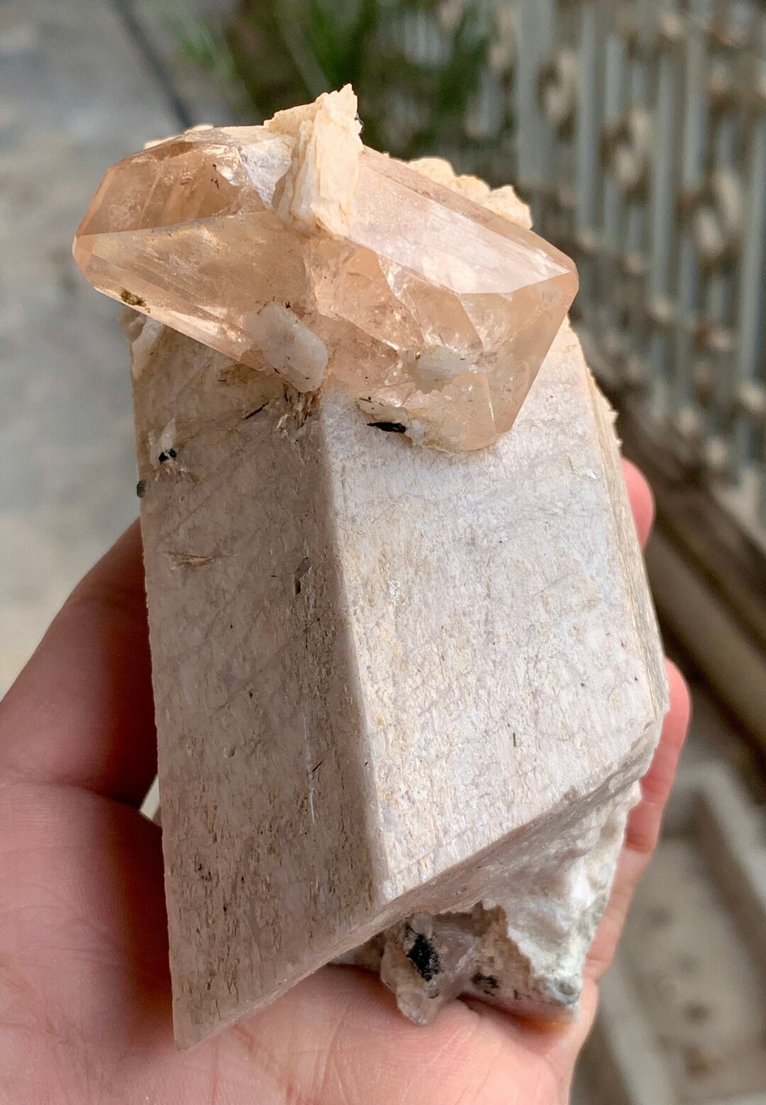 Natural Golden Colour Double Termination Topaz Crystal With Feldspar ...