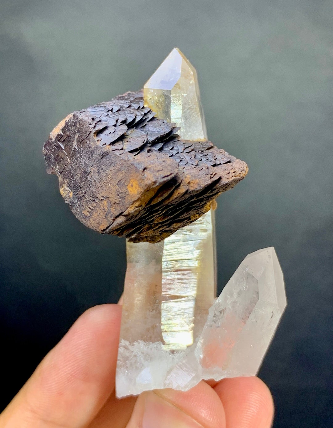 Natural Clear Quartz Crystal With Siderite Specimen From Skardu Mine ...