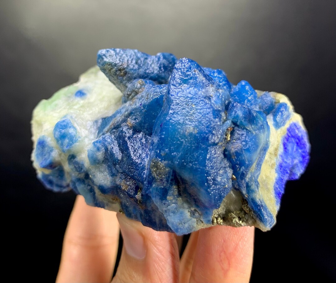 Natural Fluorescent Blue Colour Afghanite With Pyrite Combined Specimen ...