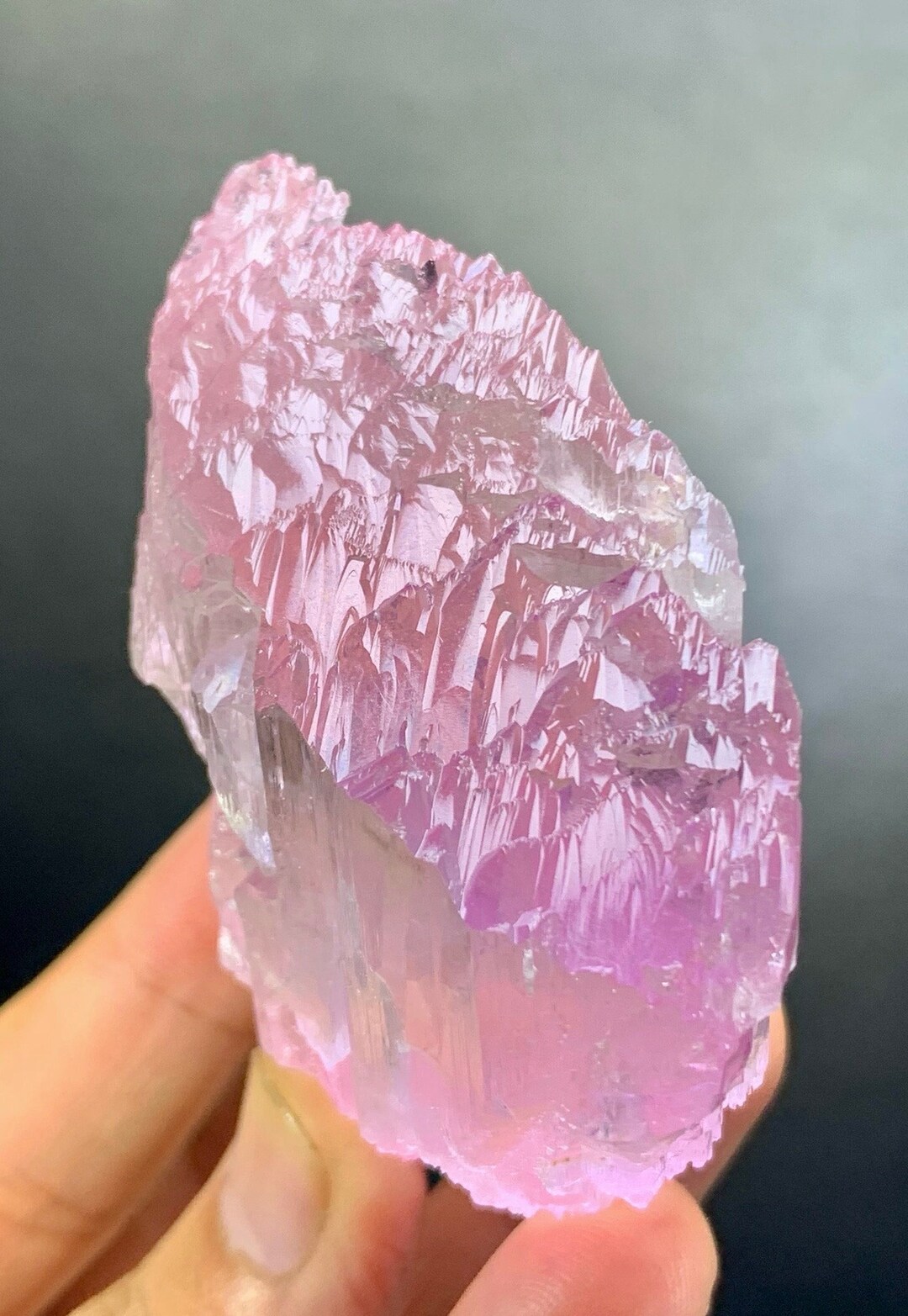Natural Pink Colour Rare Mountain Shape Fluorescent Double Termination ...