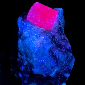 Natural Rare Pink Colour Fluorescent Topaz Crystal on Matrix Specimen ...