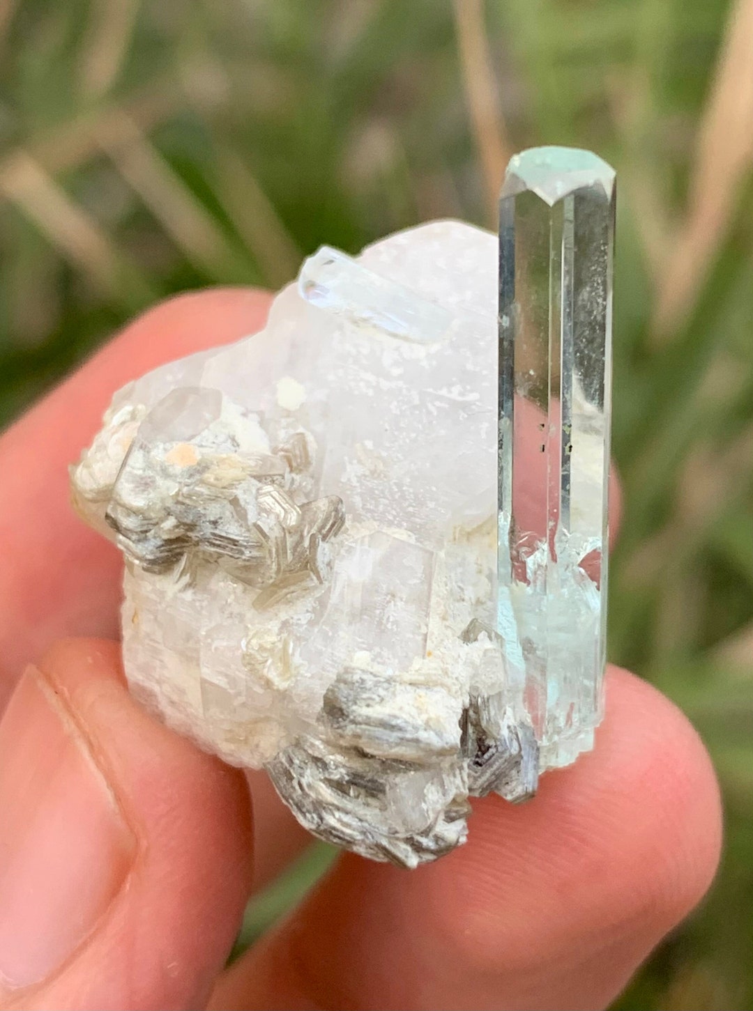 Natural Full Transparent Sky Blue Aquamarine on Matrix Specimen From ...