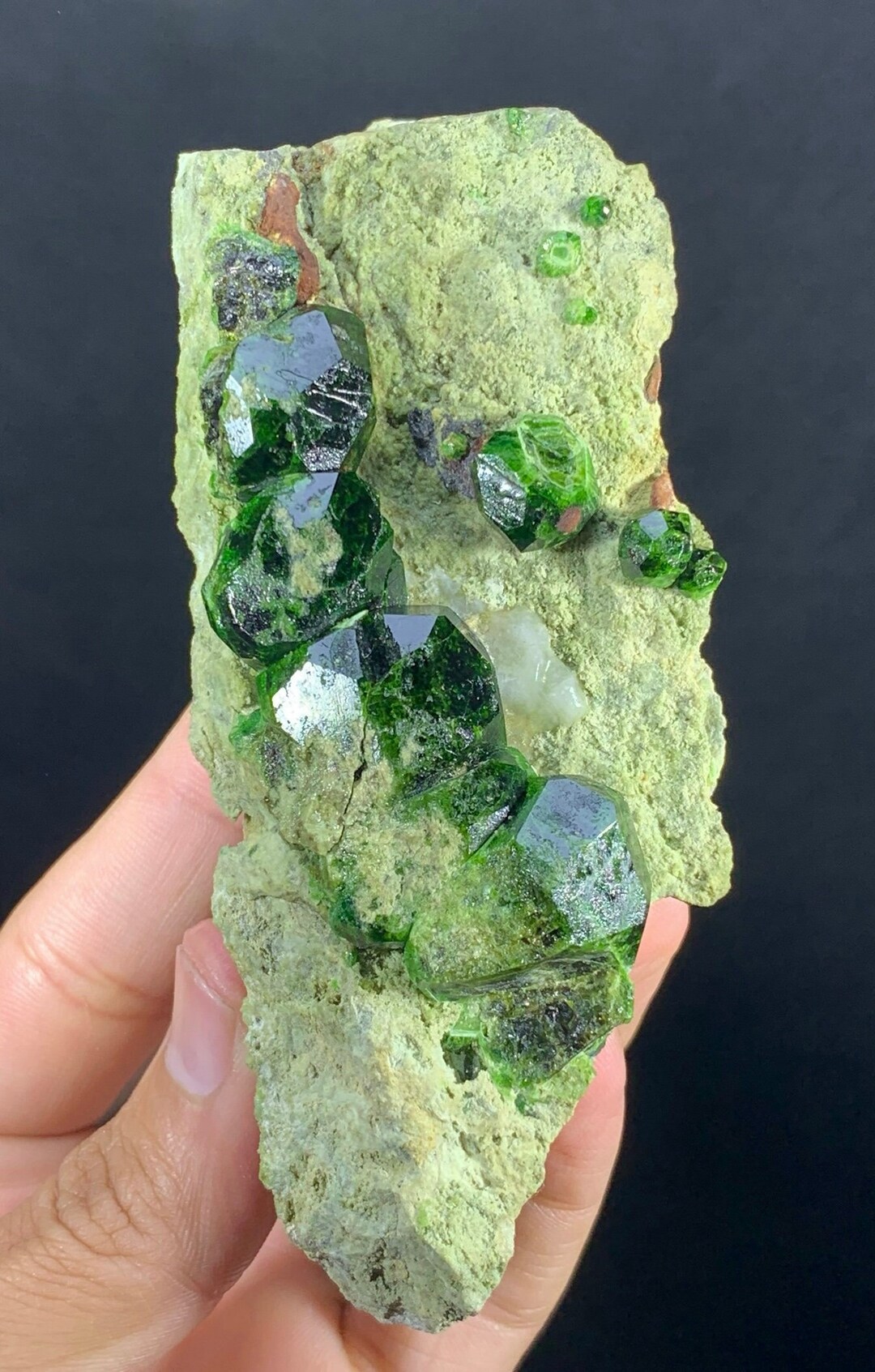 Natural Rare Green Colour Demantoid Garnet Crystals Specimen on Matrix ...