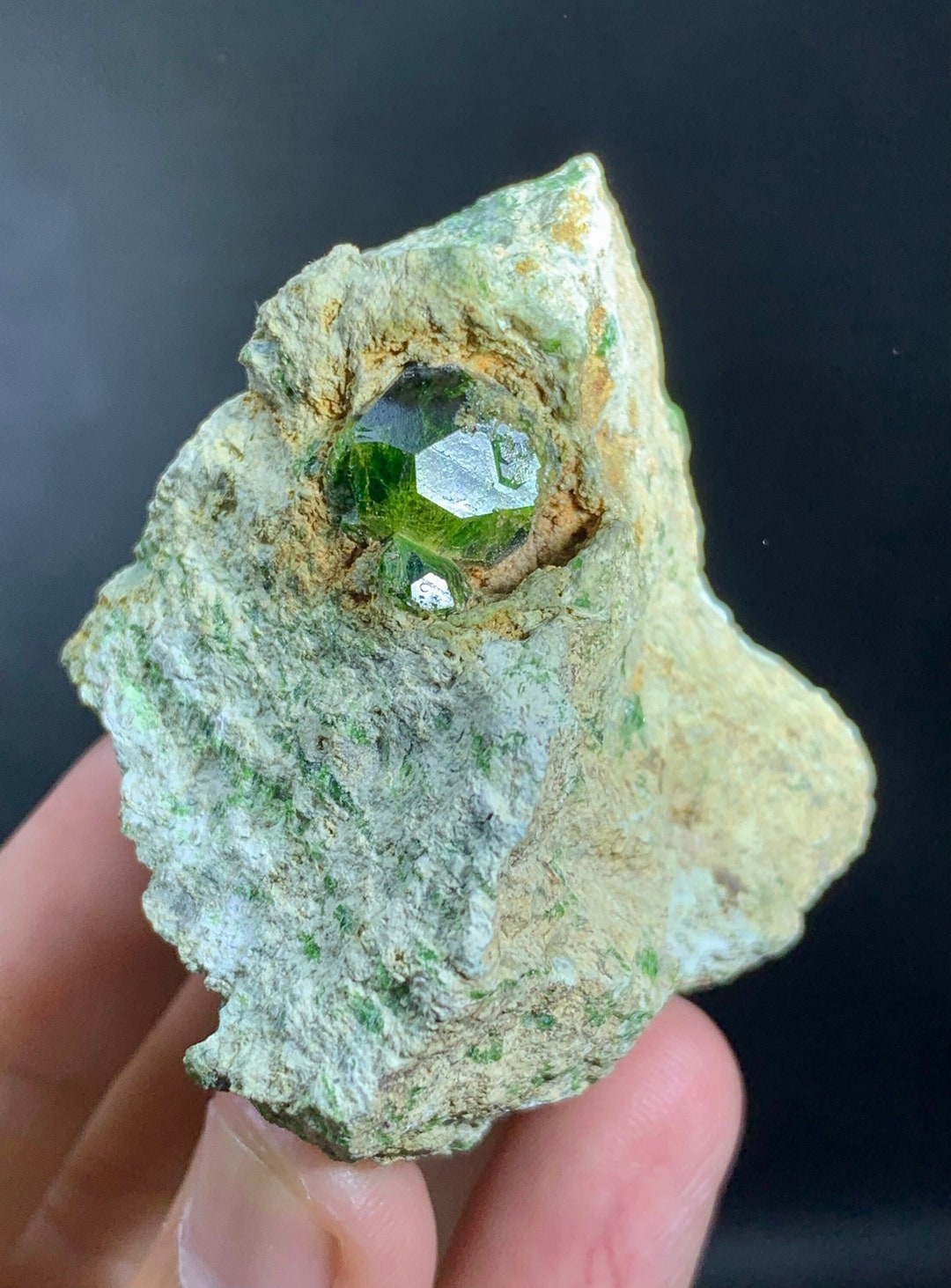 Natural Rare Green Demantoid Garnet Crystal Specimen on Matrix ...