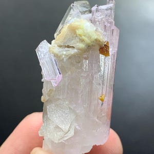 Natural Bi Colour Kunzite Crystal With Rare Microlite Quartz Combined ...