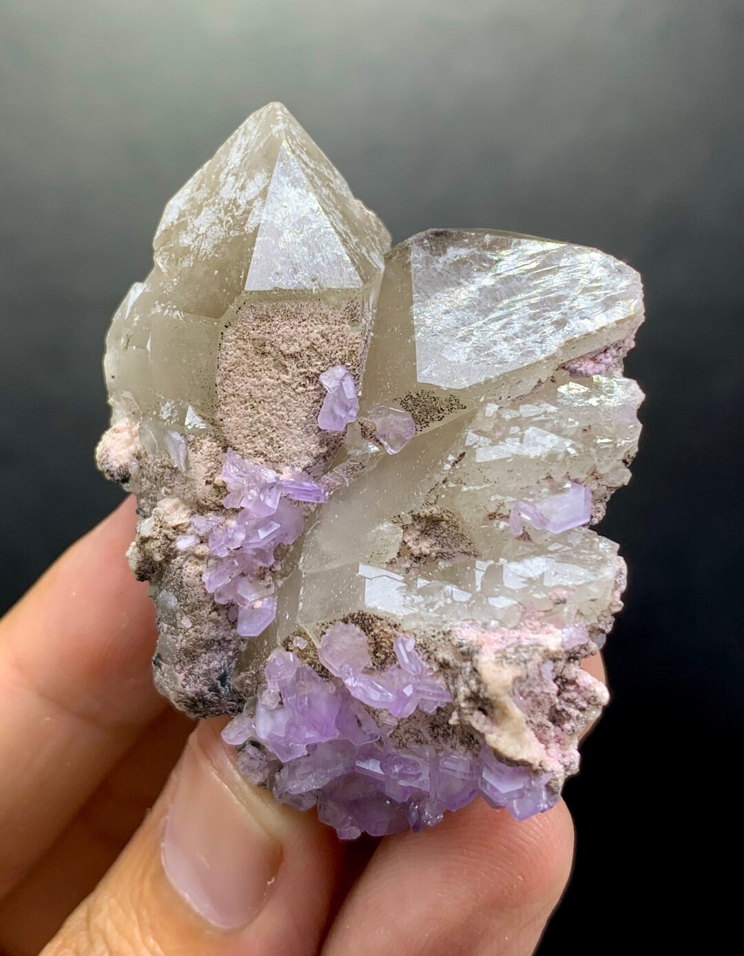 Natural Rich Purple Colour Apatite Crystals With Quartz Specimen From ...