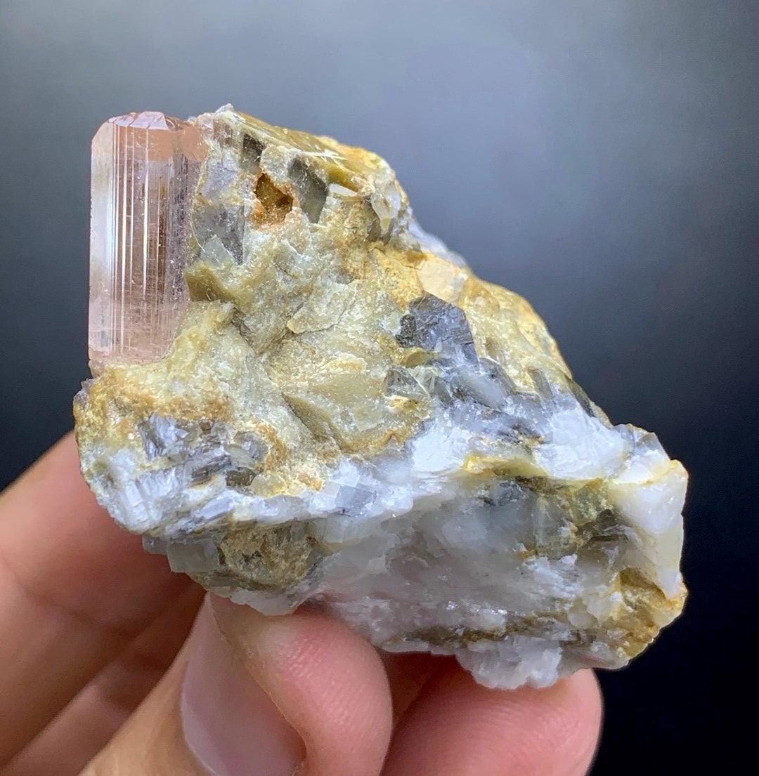 Natural Rare Pink Colour Fluorescent Topaz Crystal on Matrix Specimen ...