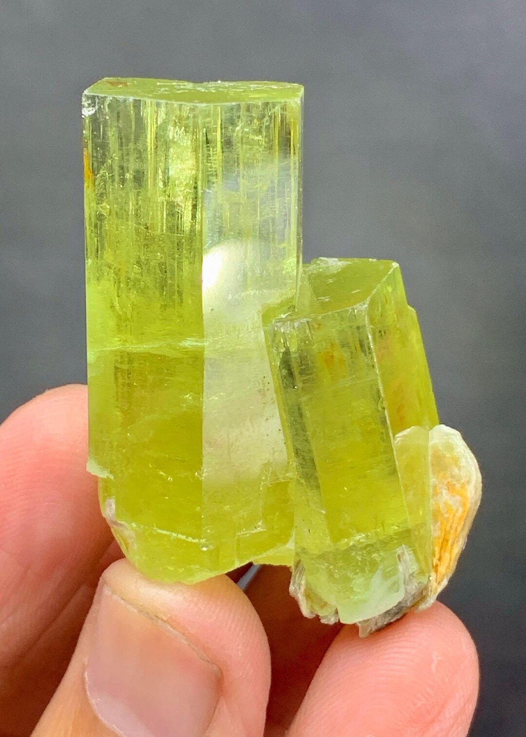 Lovely Yellow Colour Transparent Twins Heliodor Crystal From Skardu ...
