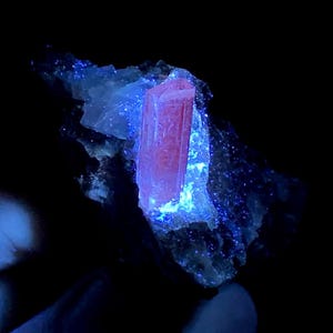 Natural Rare Pink Colour Fluorescent Topaz Crystal on Matrix Specimen ...