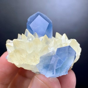 Natural Blue Colour Rare Celestine Crystal With Calcite Combined ...