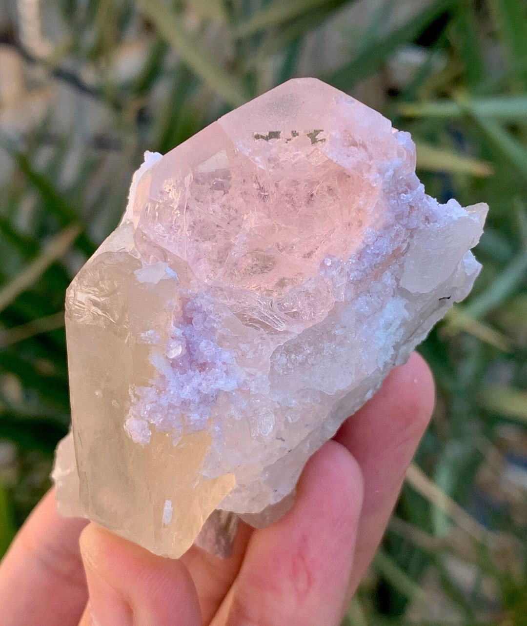 Natural Pink Colour Morganite Crystal With Quartz, Lepidolite Combined ...