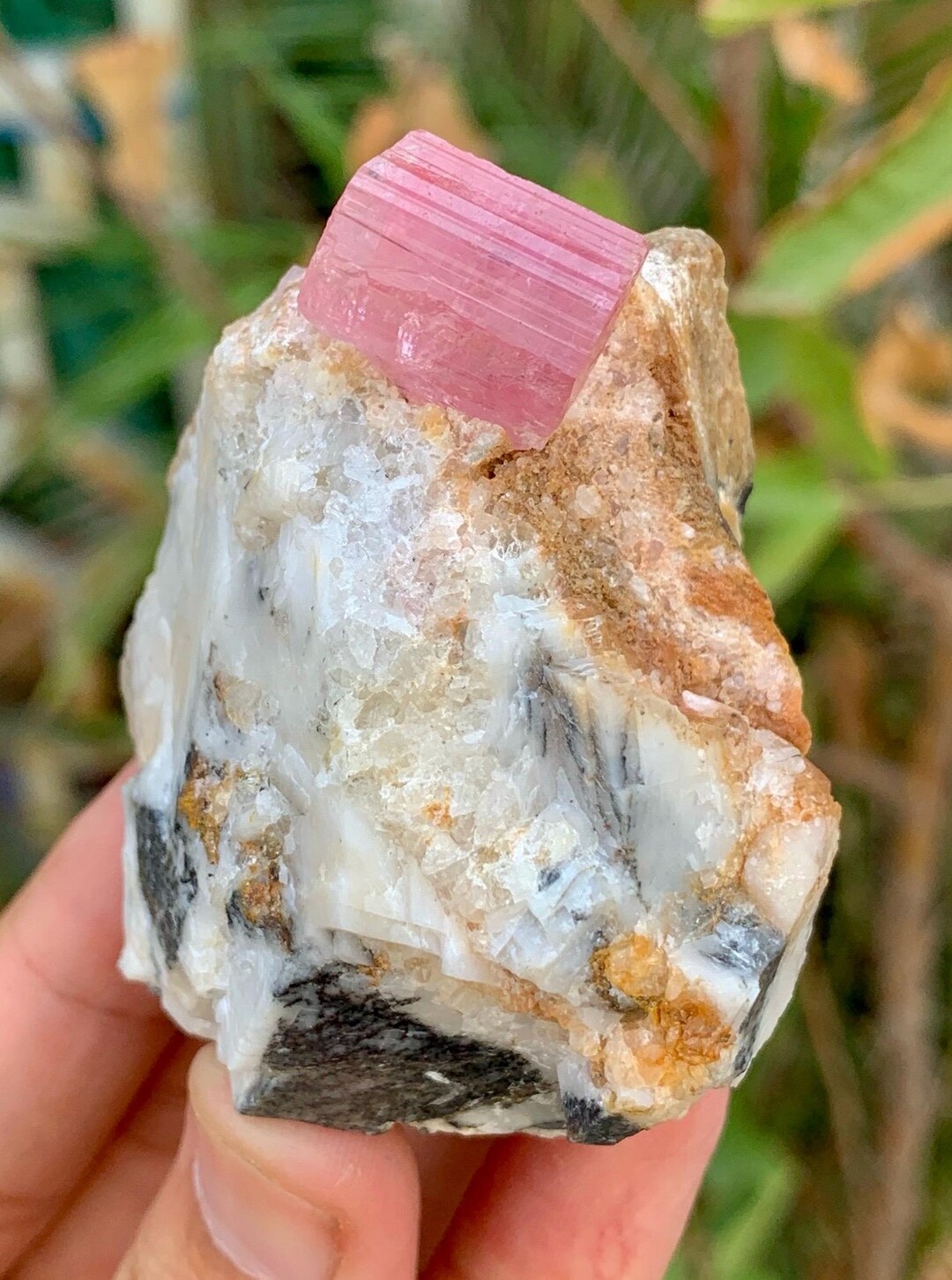 Natural Rare Pink Colour Fluorescent Topaz Crystal on Matrix Specimen ...