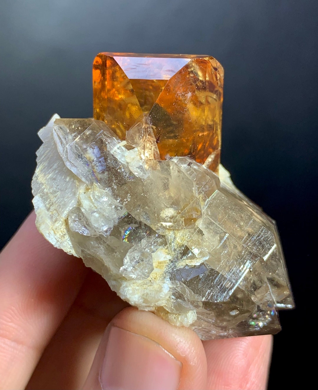 Lovely Honey Colour Transparent Topaz Crystal With Quartz Combined ...