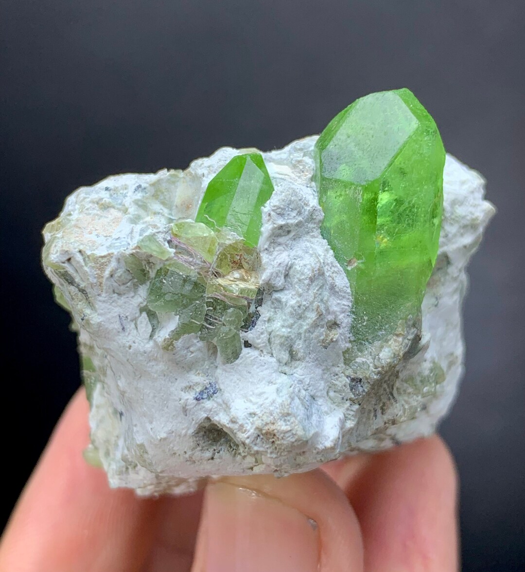 Natural Green Colour Peridot Crystal on Matrix Specimen From Supat Mine ...