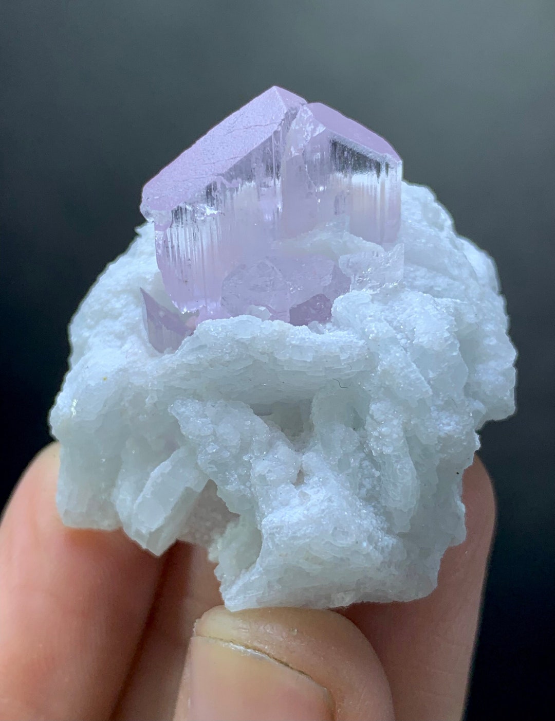 Natural Pink Colour V Shape Kunzite Crystal With Albite Specimen From ...