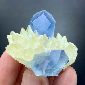 Natural Blue Colour Rare Celestine Crystal With Calcite Combined ...
