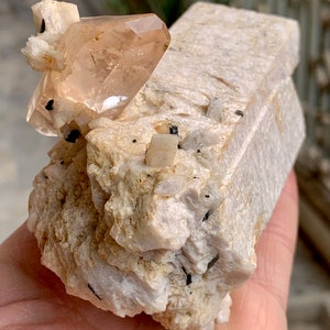 Natural Golden Colour Double Termination Topaz Crystal With Feldspar ...