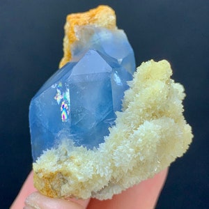 Natural Blue Colour Rare Celestine Crystal With Calcite Combined ...
