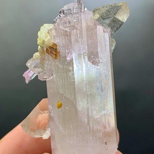 Natural Bi Colour Kunzite Crystal With Rare Microlite Quartz Combined ...