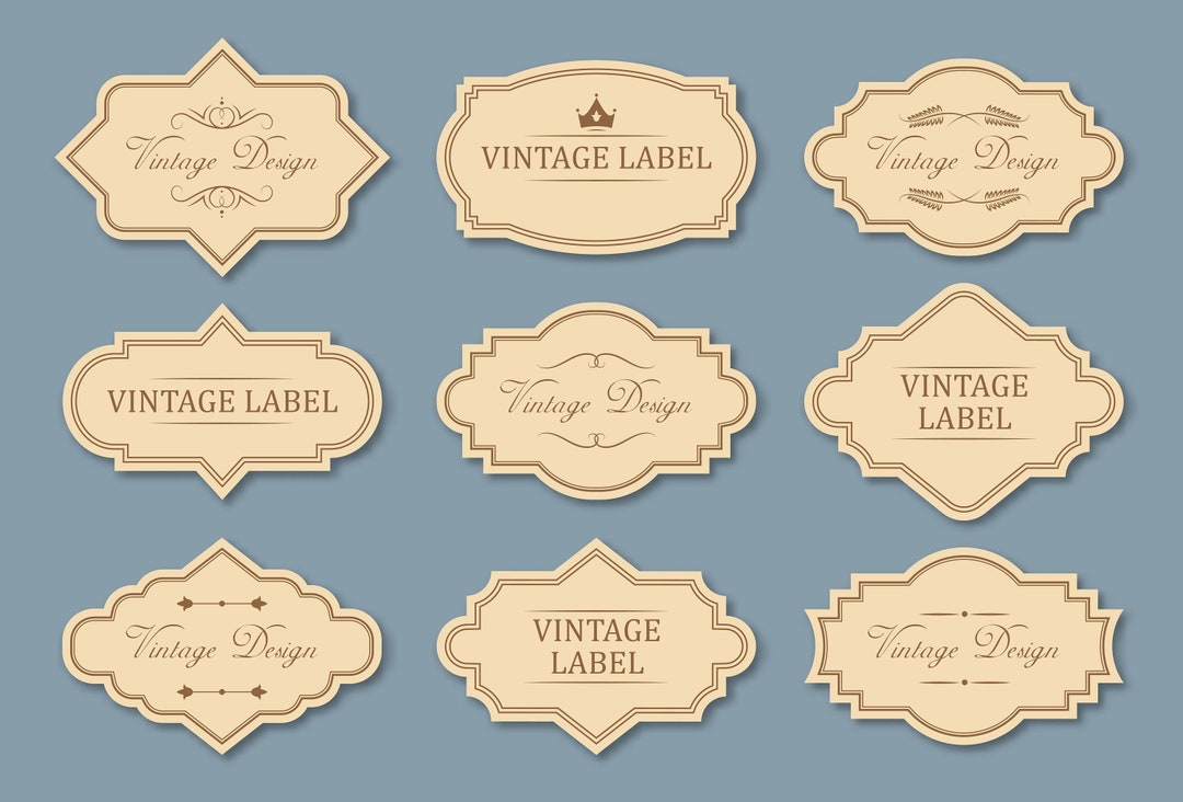 100 Pcs. VINTAGE LABEL STICKERS, Vintage Label Decals, Custom Text Logo ...