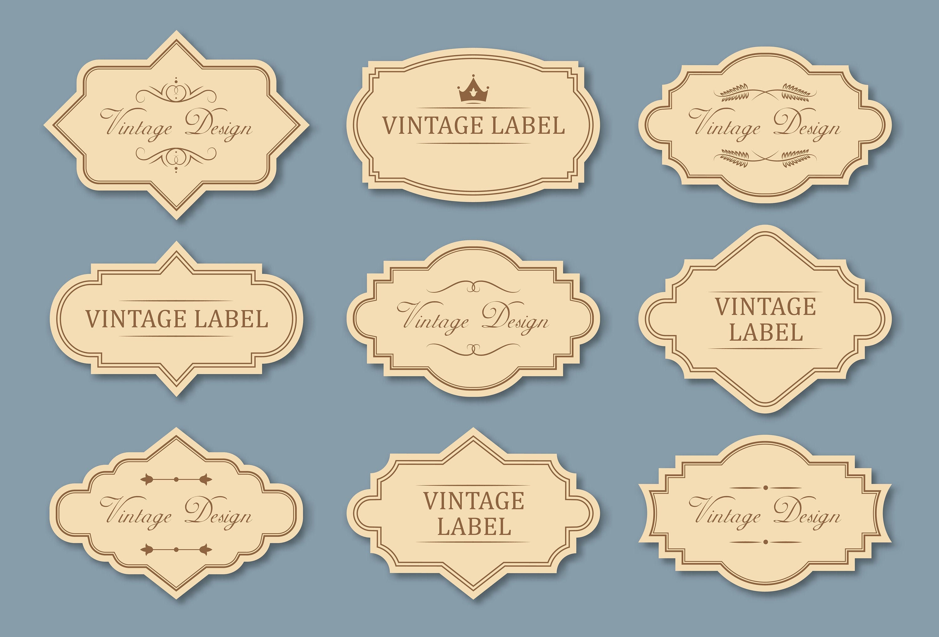 100 Pcs. VINTAGE LABEL STICKERS, Vintage Label Decals, Custom Text Logo ...